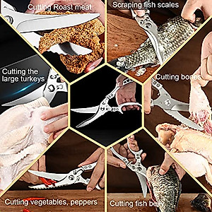 Upgrade Heavy Duty Stainless Steel Kitchen Scissors,Multipurpose Ultra Sharp Utility Scissors, Professional Poultry Shears for Bone, Chicken, Meat, Fish, Turkey,Vegetables,Barbecue Scissors.