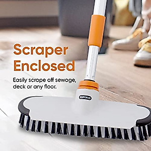 Superio Deck Scrub Brush Head, Heavy Duty Stiff Bristles Grout Scrubber with Scraper - Cleans Hot Tub, Swimming Pool, Granite Tiles, Bathroom, Patio, Kitchen, Wall and Deck (Refill Brush Head)