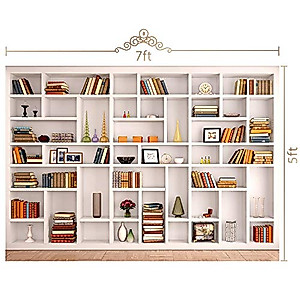 Maijoeyy 7x5ft White Bookshelf Backdrop Bookcase Backdrops Office Backdrop Video Conference Zoom Backdrop Home Office Decoration Zoom Backdrops for Photography