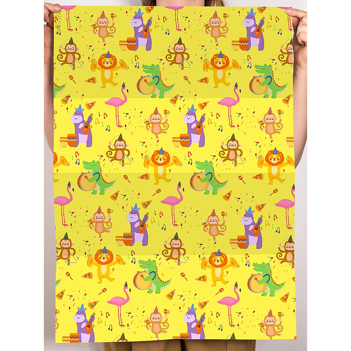 CENTRAL 23 Yellow Gift Wrap Paper - 6 Giftwrap Sheets - Kids Wrapping Paper - Baby Shower Wrapping Paper Girl Boy - Comes With Fun Stickers