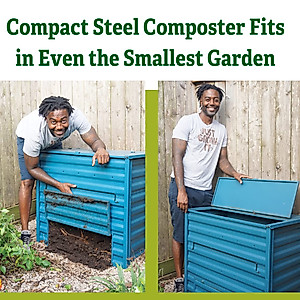 Gardener's Supply Company Demeter Metal Compost Bin | Weatherproof Powder-Coated Galvanized Steel Large Outdoor Composter | 36" W x 20" D x 32" H - Steel Blue