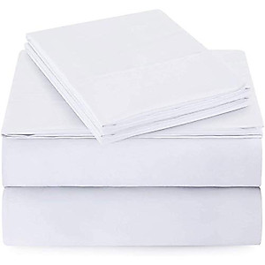 Luxury Egyptian Cotton 500 Thread Count 4 Pieces Bed Sheet Set - Premium Sateen Weave - Silky Smooth - Fits Upto 10-12 Inches Deep Pocket - Hotel Collection - Full Size (White)