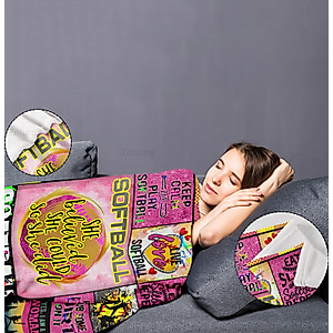 Zolumy Softball Blanket Gifts, Softball Gifts for Girls, Softball Gifts for Team, Softball Gift for Woman, Softball Lover/Player Gifts, Best Softball Coach Gifts, Softball Team Gifts, Blankets 60X50in