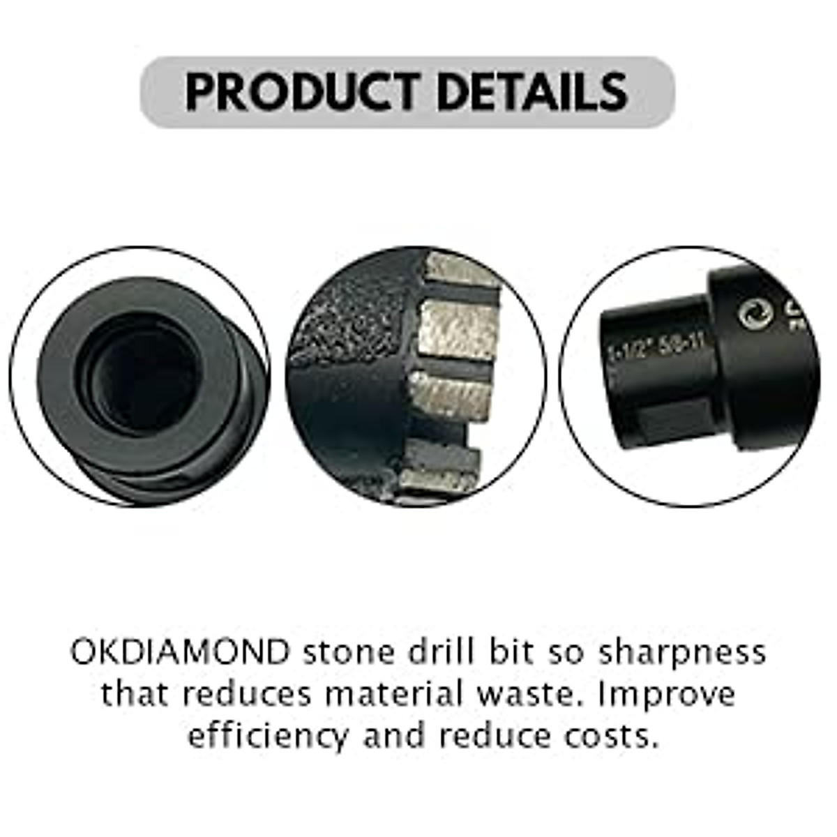 OKDIAMOND Diamond Core Drill Bits for Hard Stone Concrete Marble Granite Brick Laser Welded Masonry Coring Dry or Wet Hole Saws 1-1/2 in