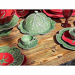 Bordallo Pinheiro Green Cabbage Earthenware Round Cheese Tray