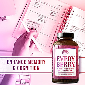 Andi Lynn’s EveryBerry Vegan Superfruit Vitamins, Minerals & Antioxidants Herbal Supplement, Immune Support Booster, Mental & Body Enhancement - 60 Caps