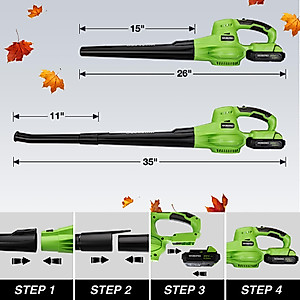 WORKPRO Cordless Leaf Blower, 20V Battery Powered Leaf Blower for Lawn Care, 2-Speed Control Lightweight Mini Electric Leaf Blower with Battery and Charger