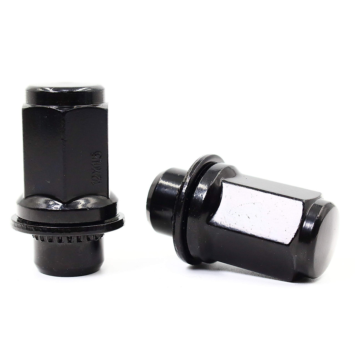 Set of 24 Veritek 12x1.5mm 1.87 Inch 47mm Length 13/16 Hex OEM Factory Mag Washer Style Black Lug Nuts for Lexus Toyota Tacoma 4 Runner FJ Cruiser SR5 Pre-Runner TRD Off-Road Limited OEM Replacement