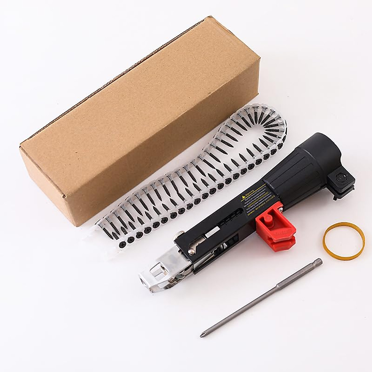 Automatic Chain Nail Gun Adapter, Cordless Electric Nail Gun Drill Screw Tightening Equipment with 50Pcs Chain Nails for Gypsum Board,Partition Wall,Wood Board Woodworking