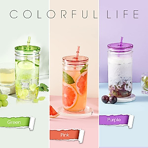 Aieve Mason Jar Lids with Straws, 6 Pcs 16oz 24oz Wide Mouth Mason Jar Drinking Lids with Straw Hole, Mason Jar Straw Lids with 6 Pcs Straws (Jar is NOT included)