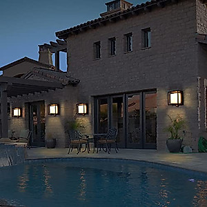 URORU Solar Porch Lights, Outdoor Motion Sensor Waterproof Wall Light, Square Wall Lights Exterior 300Lumens 3000K(Warm White), Suitable for Yards, Porches, Fences, Barns and Patios