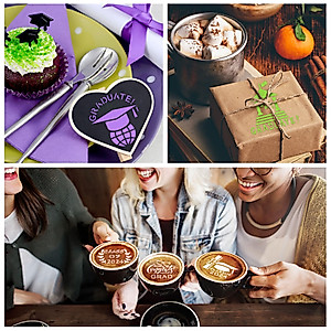 Geiserailie 30 Pcs 2024 Graduation Cookie Stencils Graduation Cake Templates 2024 Graduation Coffee Stencils Reusable Graduation Cake Cookies Stencils for Celebrate Graduation DIY Art Notebook Wood