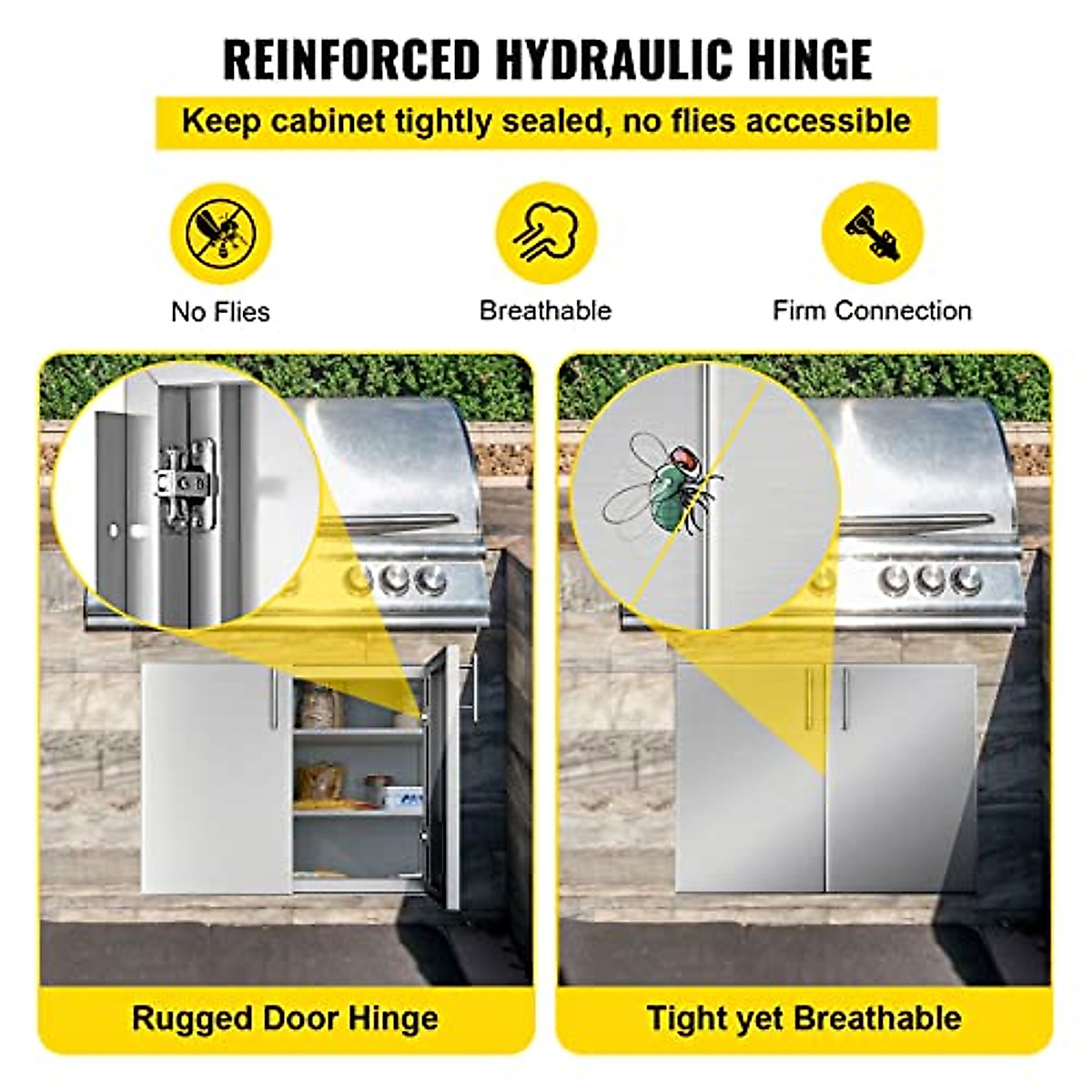 Mophorn BBQ Access Double Door 36W x 23H Inch BBQ Door Stainless Steel with Storage Outdoor Kitchen Doors for Commercial BBQ Island