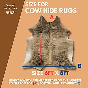 Tomtom Cowhides Brindle Medium Cowhide Rug 100% Natural Leather Rugs 6x6