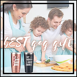 Twin Mom Gifts - So Happy I Have Twins - Funny Twin Mom Gifts, Mom of Twins Gifts, Funny Gag Gifts for Twins Mom, Wife, Mom of Twins, Onebottl Tumbler 20Oz, Rose Gold