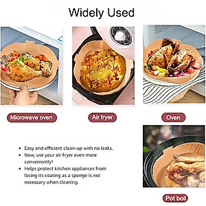 Air Fryer Disposable Paper Liner, Square Parchment Cooking Non-Stick, Baking Roasting Food Grade Paper for Air Fryer, Microwave Oven, Frying Pan, Oil-proof, Water-proof (50PCS 7.9 Inch Natural)