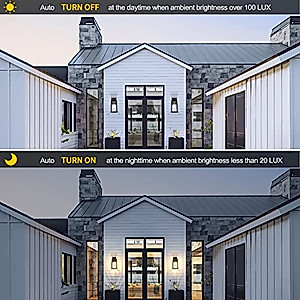 4 Pack Dusk to Dawn Outdoor Wall Light Fixtures, Exterior Light Fixtures Wall Mount, Sensor Porch Lights, Exterior Wall Sconce Lighting, Wall Lamp, Wall Lantern for Doorway, Garage (Bulb Included)