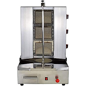 NJTFHU Shawarma Machine with 3 Burners Roaster Kitchen Kebab Grill Propane Gyro Machine Automatic Rotation for Restaurant Kitchen Garden