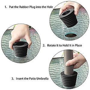 2 Pieces Umbrella Cone Wedge Patio Table Umbrella Hole Ring and Cap Set Fits up to 1.5 Inch in Diameter or Smaller Outdoor Patio Table Hole Pool Umbrella Adapter(Black Black)