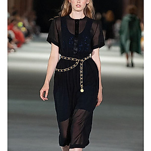 YooAi Chain Belts Leather Waist Belt for Women Layered Metal Chain Belt Gold M/L