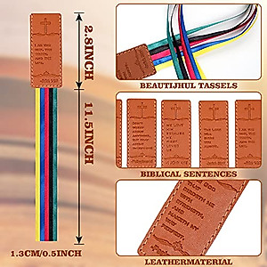 Gydandir 6 Pieces Bible Ribbon Bookmark Ribbon Markers Artificial Leather Bookmark with Colorful Ribbons for Books