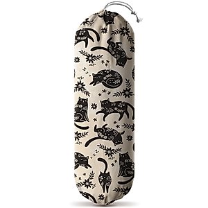 Hglian Black Cat Plastic Grocery Bag Holder,Cute Vintage Flowers Plastic Shopping Bags Organizer Storage Keeper Dispenser for Kitchen,House Warming Gifts for Women Friends Cat Lover