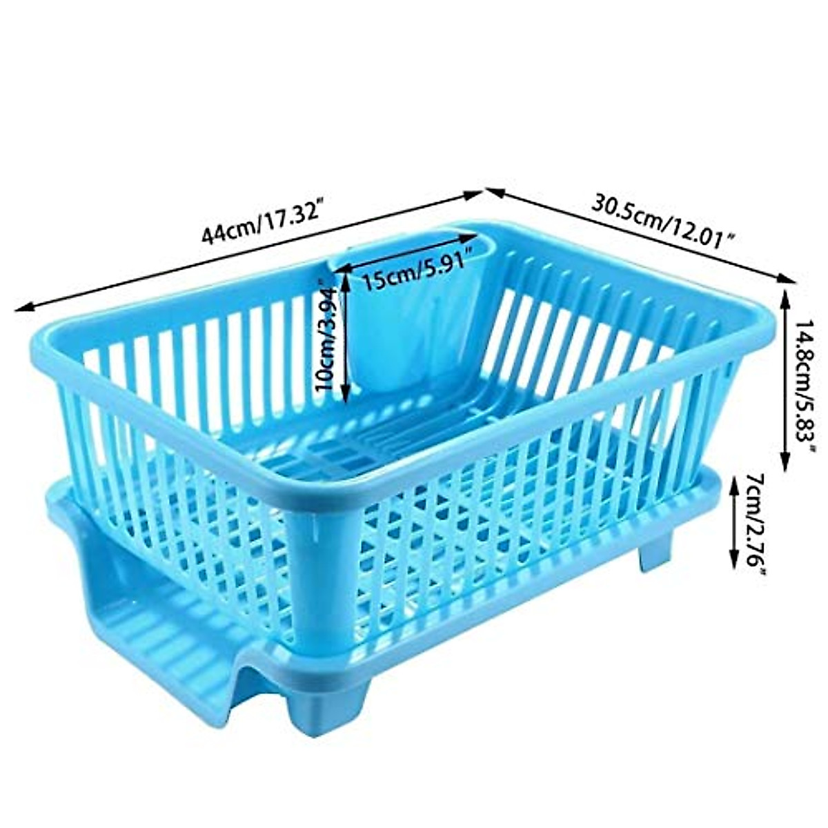 IndiaBigShop 3 in 1 Large Sink Set Dish Rack Drainer Drying Rack Washing Basket with Tray for Kitchen, Dish Rack Organizers, Utensil Drying Rack, Plastic Dish Rack, Small Dish Rack - 44 cm
