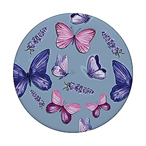 Lavender Purple Butterfly Pattern Phone Popper PopSockets Swappable PopGrip