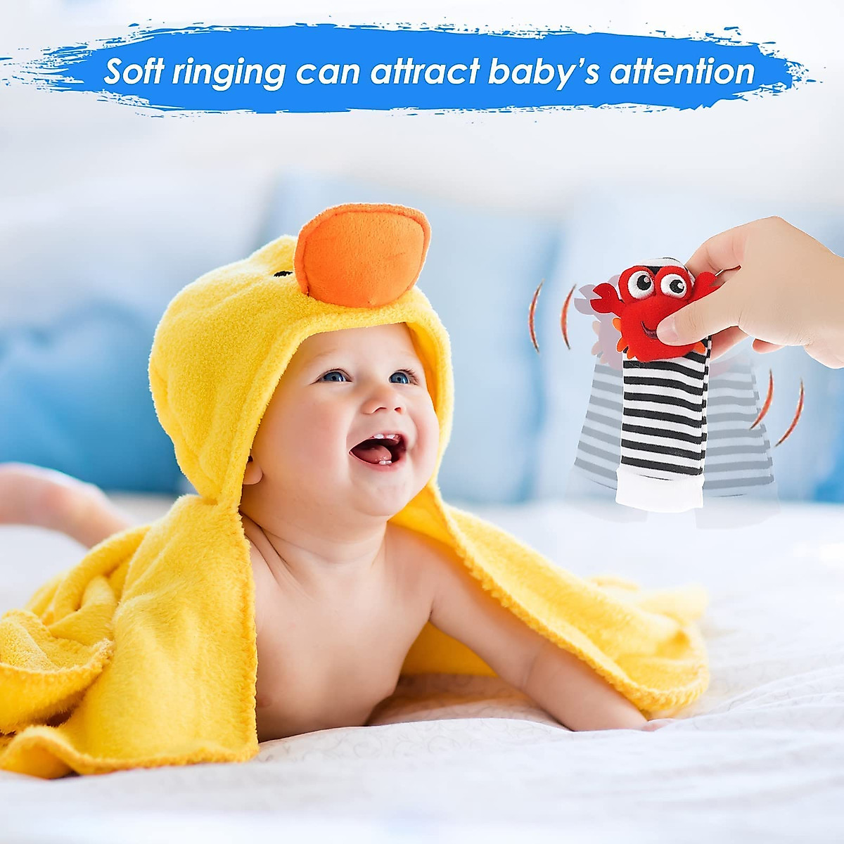 Foot Finders & Wrist Rattles for Infants Developmental Texture Toys for Babies & Baby Toy Socks & Infant Wrist Rattle, Newborn Toys for Baby Boys Girls, Baby Boy Girl Toys 0-3 3-6 6-9 9-18 Months