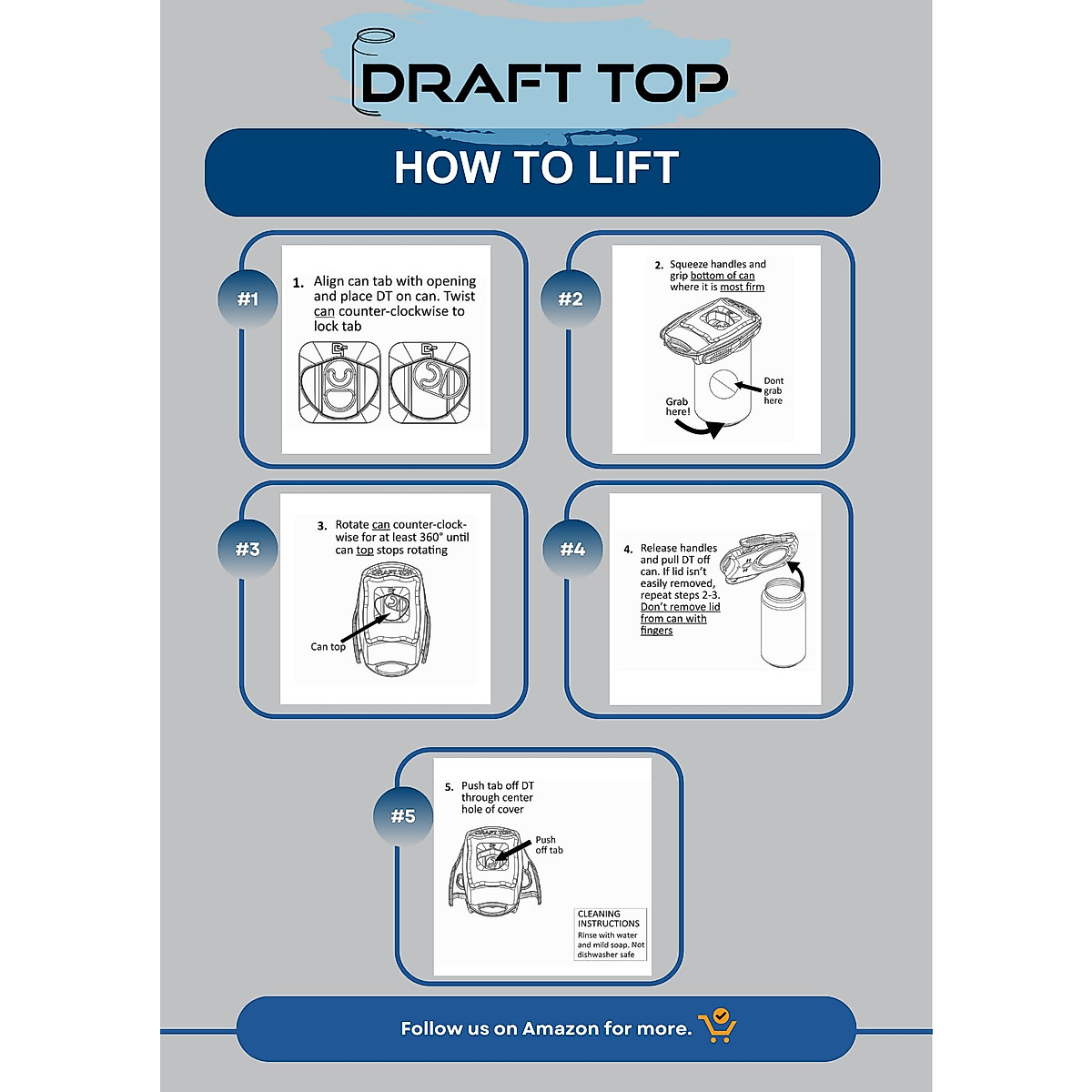 Draft Top LIFT - Ghost Version - Beer Can Opener - Soda Can Opener - Topless Can Opener - Can Cutter Top Remover - Handheld Safety Manual Can Opener, Smooth Edge Effortless Opener, Pulls the Top Off