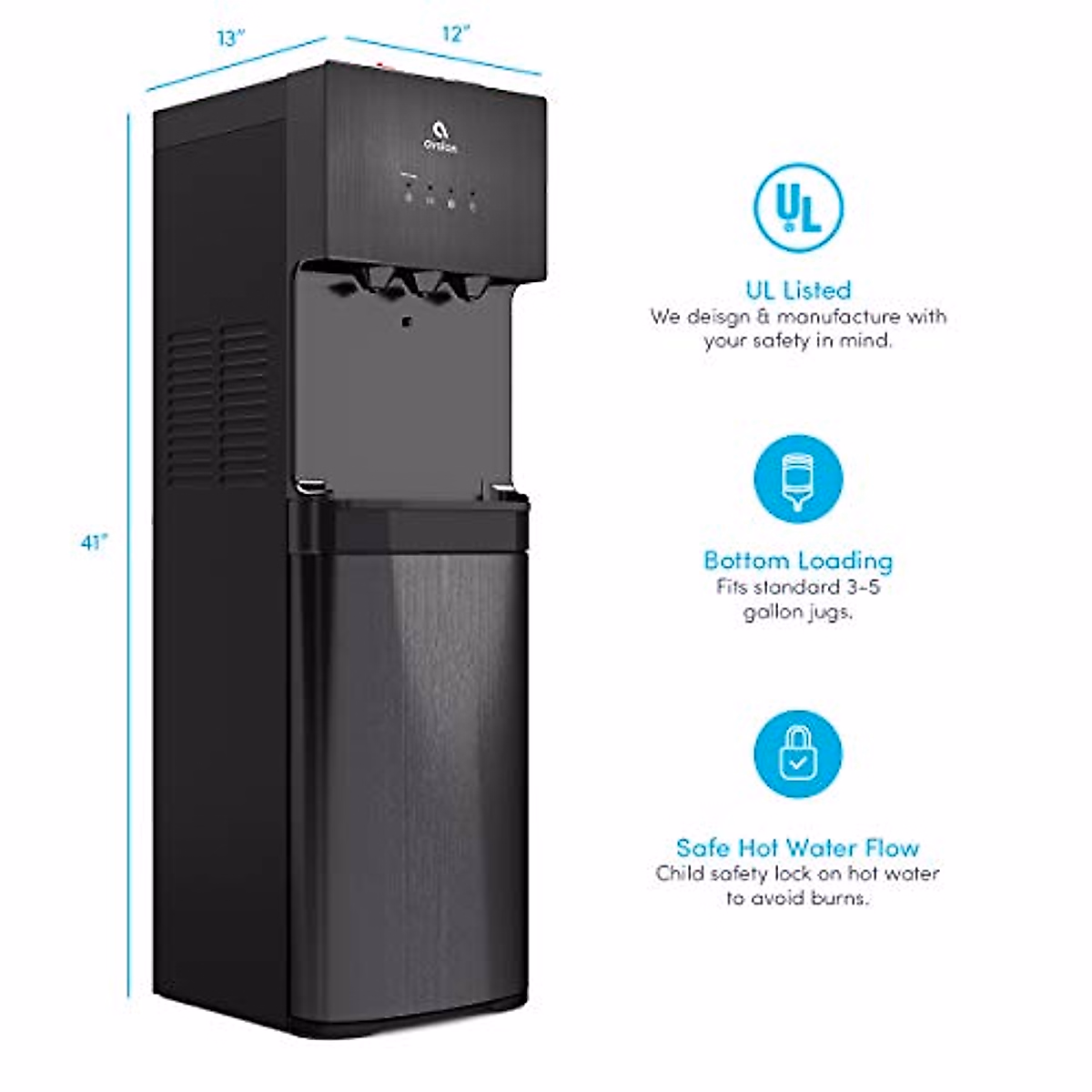 Avalon A3BLK Self Cleaning Bottom Loading Water Cooler Dispenser & Water Cooler Dispenser Base, Pedestal Height Extender for Bottom Loading and Bottleless Models, Base-BLK