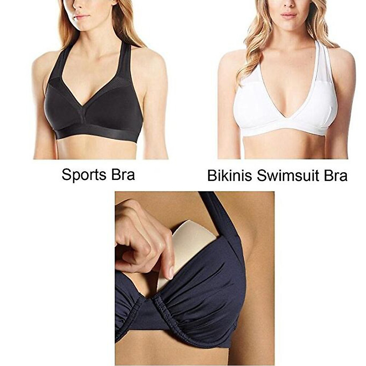 Fypxd 6 Pairs Bra pad Insert For sports bra or Bikini Tops 5X5 inch（Beige