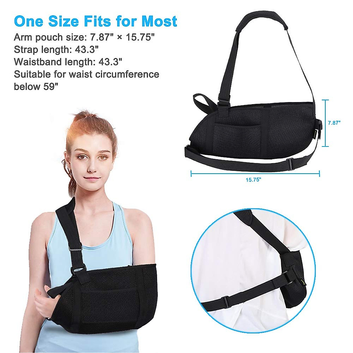 Tiiyee Shoulder Abduction Sling, Shoulder Immobilizer Rotator Cuff Support Brace Comfortable Rotator Cuff Support Brace for Shoulder Injury Men Women Broken Fracture