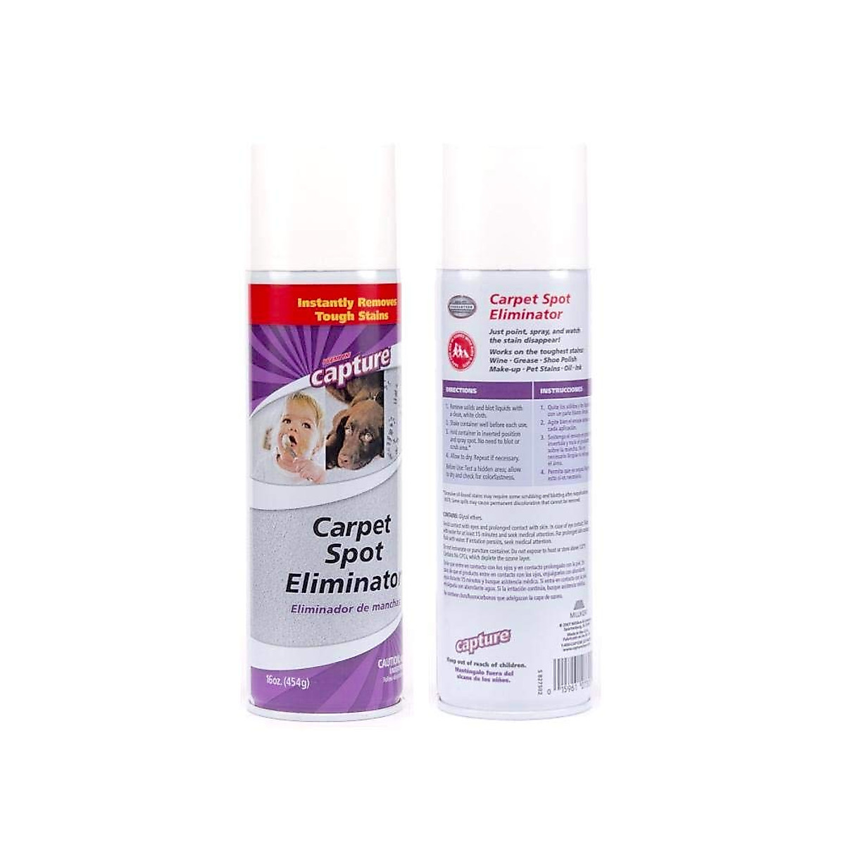 Capture Carpet & Rug Dry Cleaner w/Brush (1 lb) Carpet Spot Eliminator Stain Remover, Spray Cleaner 16oz (2 Pack) Bundle