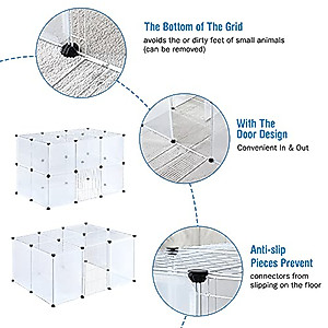 BRIAN & DANY 2-Tier Small Animals Playpen, Portable Pet Playpen Indoor with 2 Doors for Puppy, Hamsters, Guinea Pig, Rabbits - 28 Panels, 43.1" x 27.5" x 27.5"