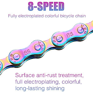 YBEKI Bike Chain 6/7/8/9/10/11 Speed Bicycle Chain 1/2 x 11/128 Inch 116 Links (6/7/8 Speed, Multicolour, 1)