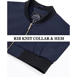 MAGCOMSEN Mens Lightweight Jackets Bomber Jacket Full Zip Light Windbreaker Casual Stylish Golf Jackets Navy 2XL