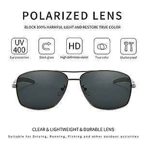 SUNGAIT Men's Polarized Sunglasses Durable Metal Frame for Fishing Driving Golf (Gunmetal Frame/Grey Lens) Metal Frame 0925 QKH