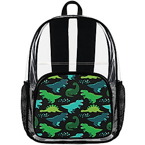 Heavy Duty Clear Backpack Stadium Approved, Caroon Dinosaur PVC Transparent Backpack See Through Large Bookbag for Work School Travel College