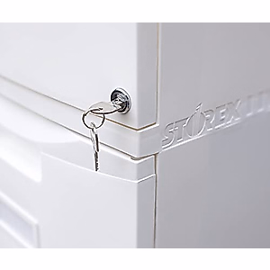 Storex Plastic One-Drawer File Cabinet – Locking Document Organizer for Home and Office, White, 1-Pack (61271B01C)