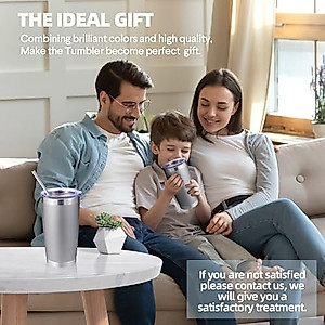 Volhoply 20oz Stainless Steel Tumbler with Lid and Straw,Double Wall Insulated Travel Iced Coffee Mug Fits Car Cup holder,Powder Coated Cups for Hot and Cold Drinks,Gifts for Women Men（Gray,1 Set）