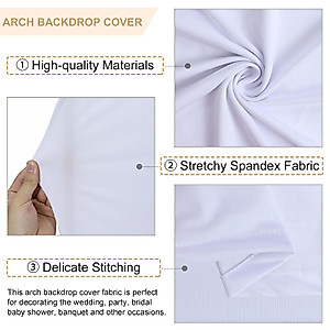 FANPROMS White Wedding Arch Backdrop Cover Spandex Fit Round Top Backdrop 3.3x6.6FT Chiara Backdrop Covers for Wedding Bridal Shower Supplies Round Top Chiara Arch Backdrop Stands Cover for Parties