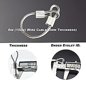 Bytiyar 20 pcs 6 inch (15cm) 3mm Thickness Stainless Steel Wire Cable with Loops Vinyl Cover Coated Short Rope Lanyard Lock Safety Tether Chains, Clear