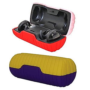 2 Pack Split/Disconnect Design Soft Rubber Silicone Shockproof Protective Carrying Case Cover Skin Sleeve Compatible with Bose SoundSport Free Earbuds (red+Pink)