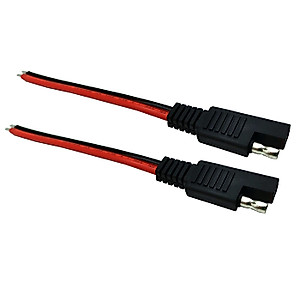Halokny SAE Single Ended Extension Cable, 2 PCS 14AWG SAE Quick Disconnect Plug Cable for Automobile and Solar Panel(6inch/15cm)