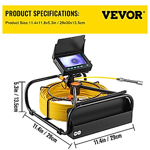 VEVOR Sewer Camera, 98.4ft/30M 4.3" Pipe Drain Inspection Camera with DVR Function & Snake Cable, Waterproof IP68 Borescope w/LED Lights, Industrial Endoscope for Home Wall Duct Drain Pipe Plumbing