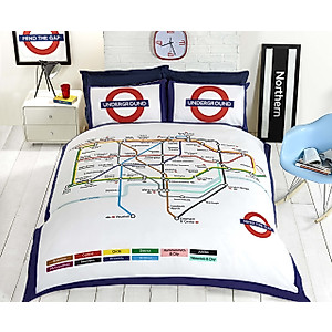 Homespace Direct London Undgerground Tube Duvet Cover & Pillowcase Bedding Set Double