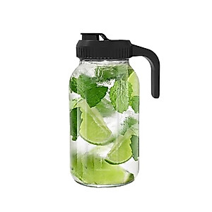 yagyu 2-piece set of wide mouth Mason jar with handle, reusable leak proof seal, protein powder plastic cap, Mason jar 86mm cold extraction cap (bottle not included) (Black Blue Orange)