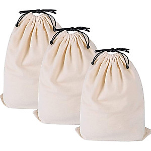 MISSLO Cotton Breathable Dust-proof Drawstring Storage Pouch Bag (Pack 3 M)