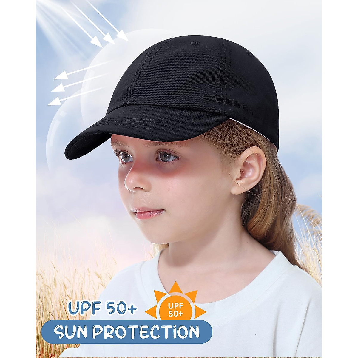 Century Star Toddler Baseball Hat Cotton Infant Baby Baseball Cap Adjustable Kids Toddler Hat for Boy Girls Baby Sun Hat Black 1-2 T